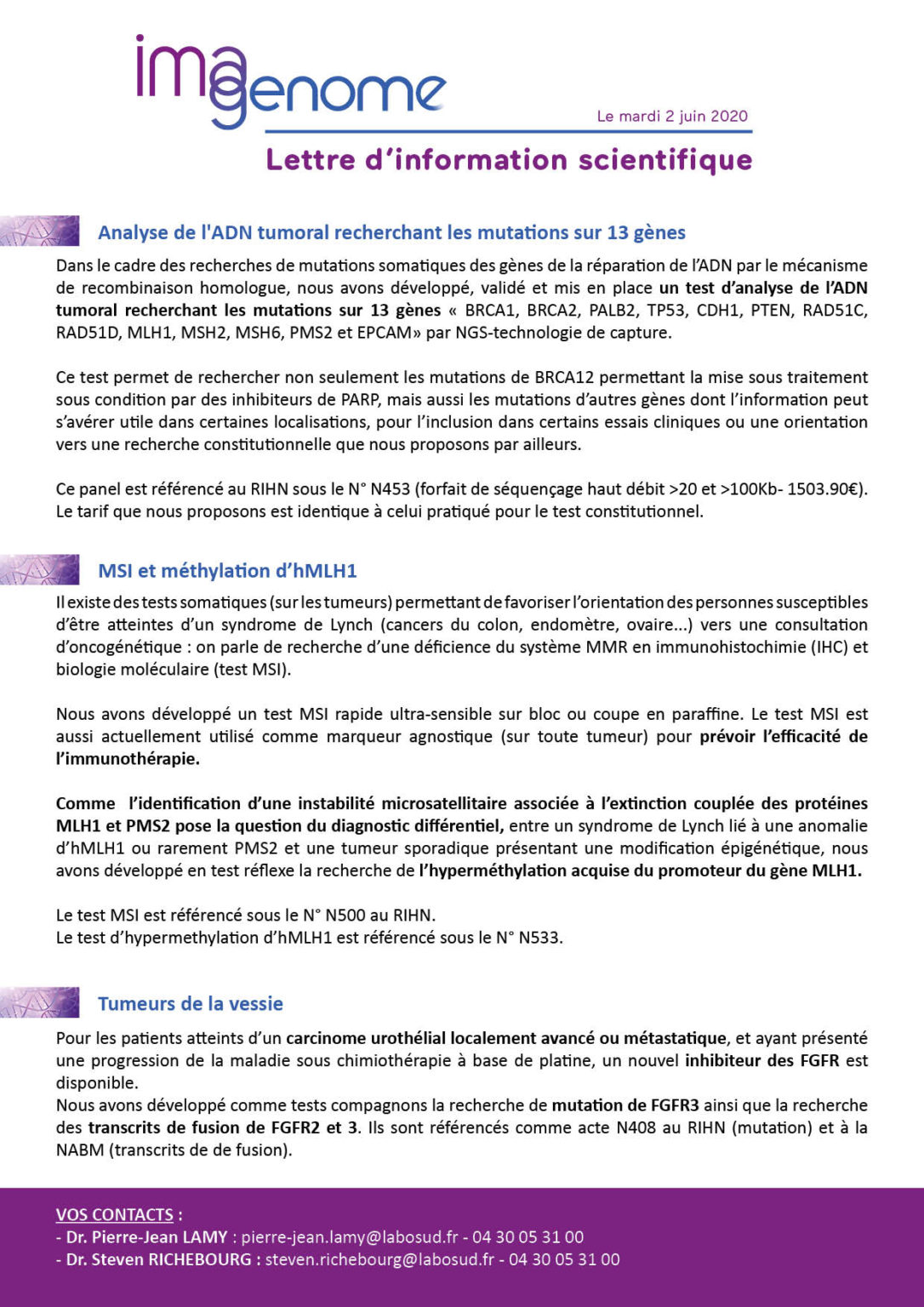Lettre d'information scientifique - 02/06/2020 - Imagenome